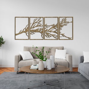 Wood Panel Wall Decor, 4 Panel Wood Wall Art, Wood Tree of Life Wall ...