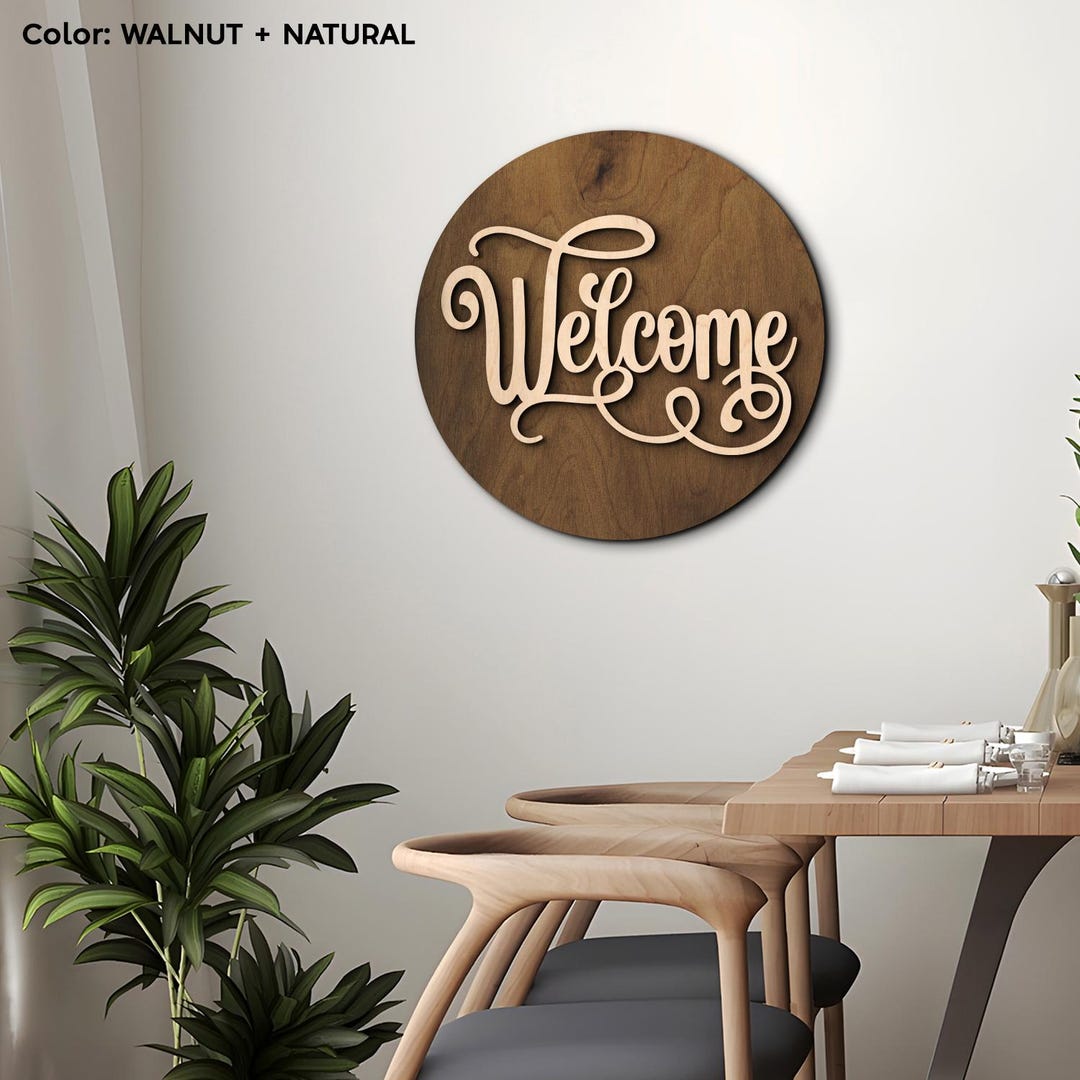 Round Welcome Sign, Wooden Welcome Sign Wall Art, Rustic Welcome Sign ...