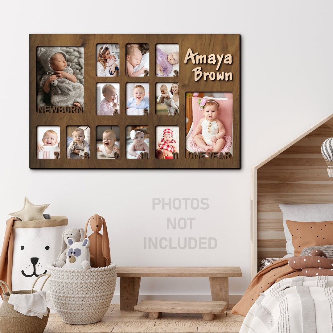 Custom Baby Photo Frame, Baby First Year Picture Frame, Baby First Year ...