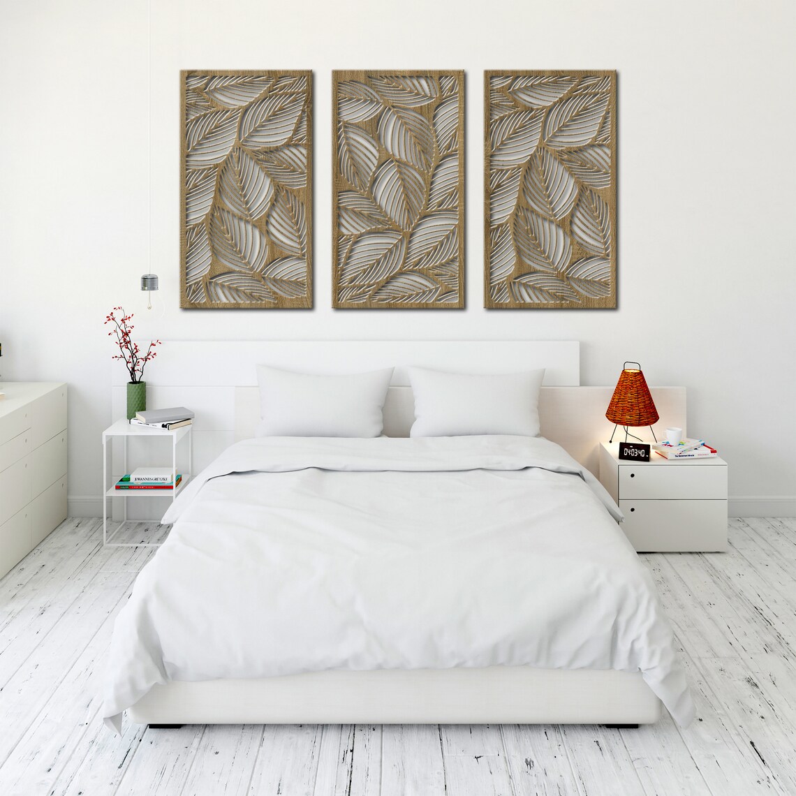 Wood Leaves Wall Decor, Set of 3 Wooden Wall Art, Monstera Leaf Wood ...