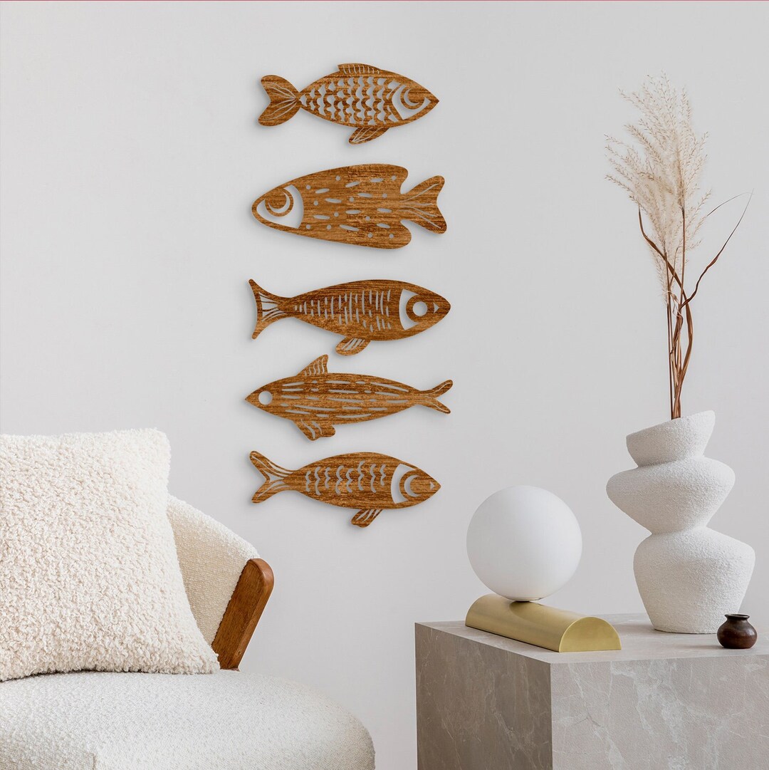 Fish Wood Wall Art, Wooden Fish Wall Decor, Beach Wood Wall Art ...