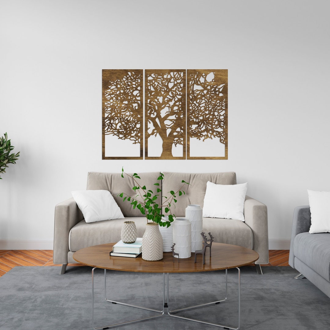 Tree of Life Triptych, Tree of Life Wall Art, Tree Wood Wall Decor ...