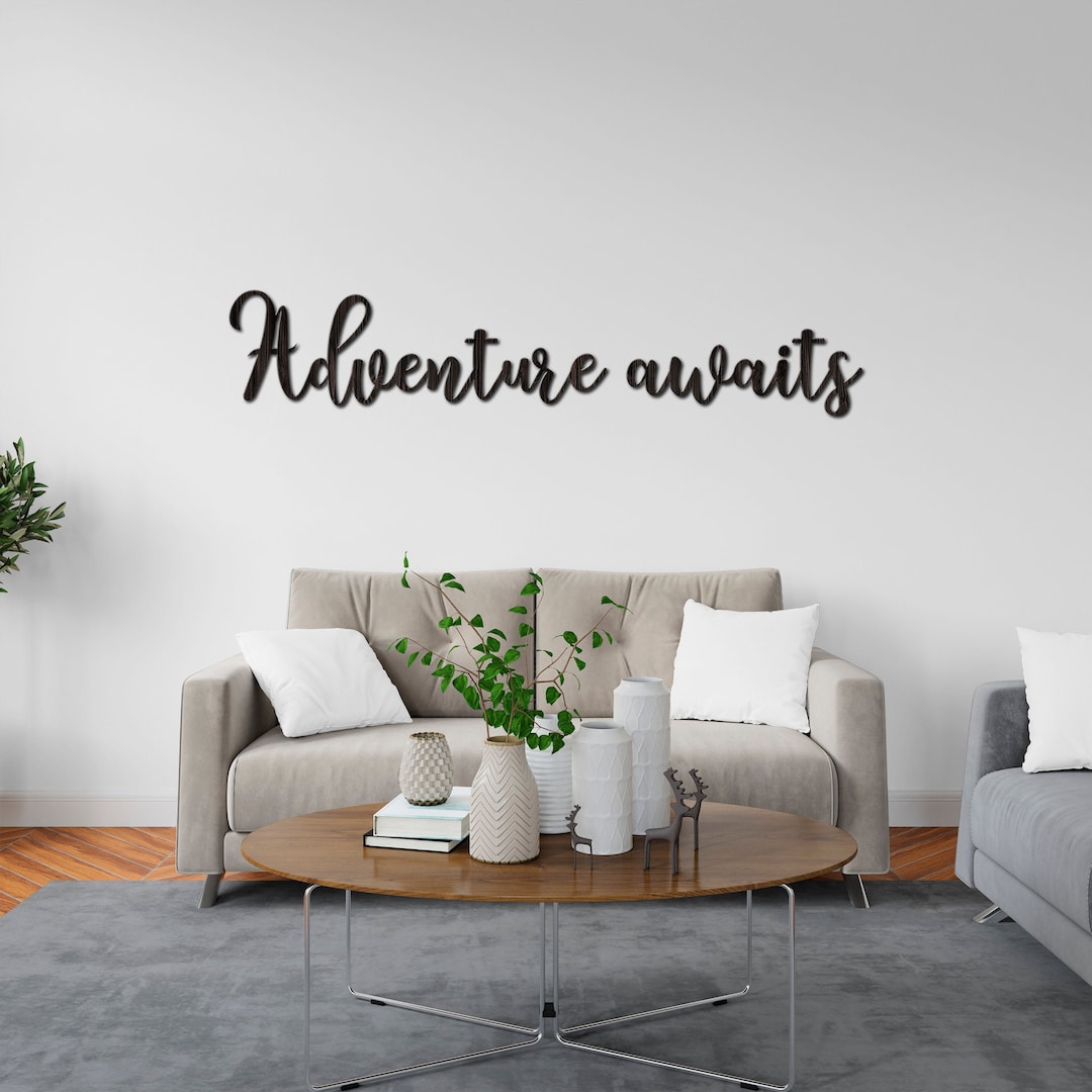 Adventure Sign Wood, Cursive Wood Sign, Cursive Wall Art, Adventure ...