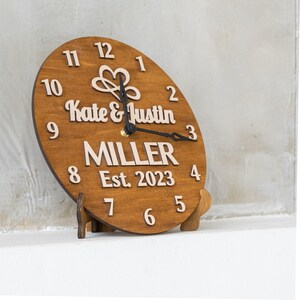 Custom Wall Clock Text, Clock Wedding Gift, Family Name Clock, Engraved ...