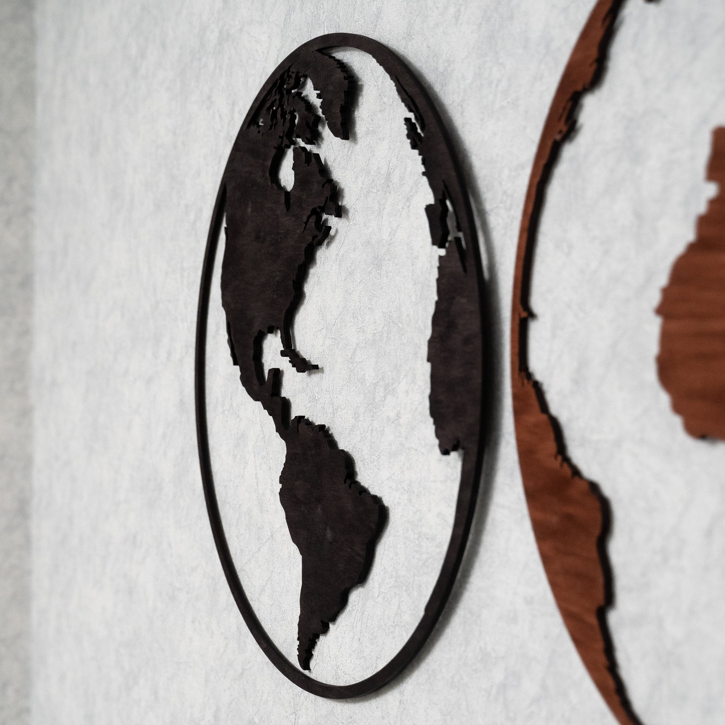 Globe Wall Art, Globe Wall Decor, 3 Piece Wall Art, Wood World Map Wall ...