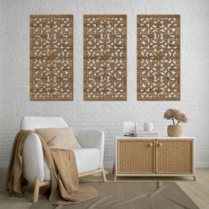 Moroccan Panel, Arabic Wall Art, 3 Panel Wall Decor, Wooden Lattice ...