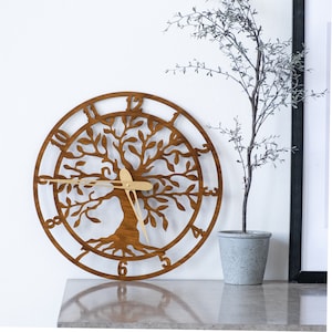 Tree of Life Clock, Tree Wall Clock, Oversized Wall Clock, Wooden Wall ...