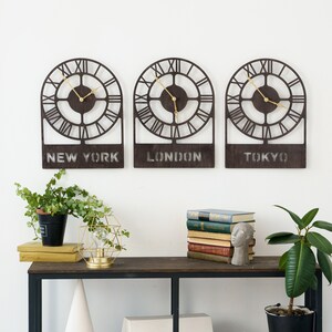 Wall Clock Cities, World Clock Set, Custom Name Clock, Industrial Clock ...