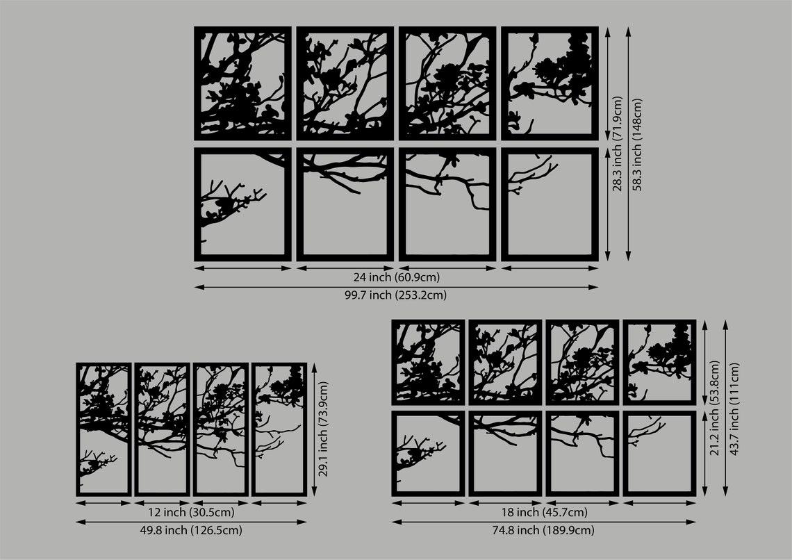 4 Panel Wood Wall Art Wood Tree of Life Wall Decor Wood - Etsy