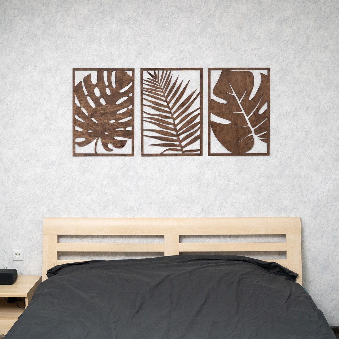 Tropical Leaves Wall Art, Monstera Wall Art, Palm Leaf Wall Art, 3 ...