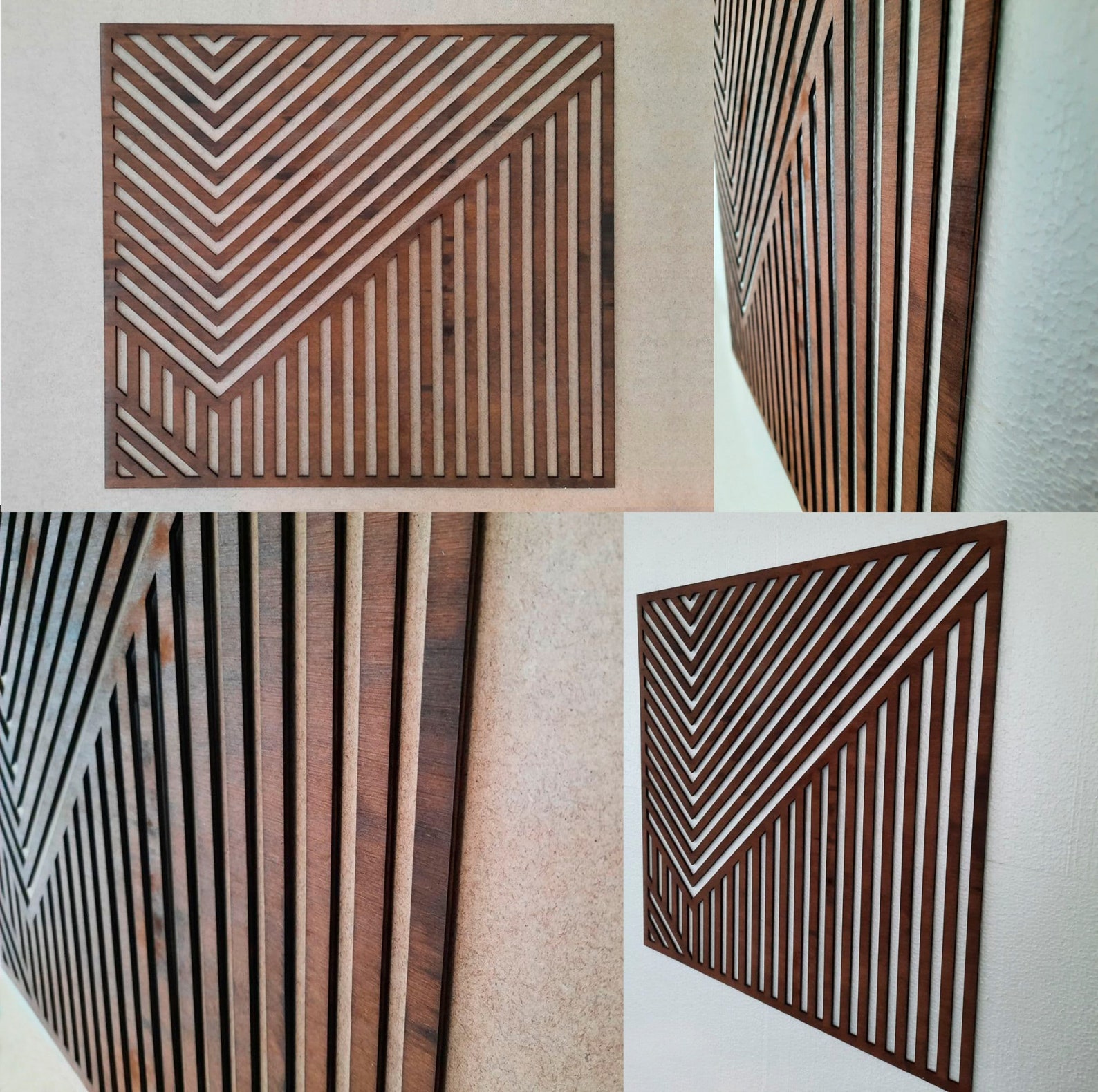 Geometric Wood Wall Art Square Geometric Wood Wall Art Set - Etsy