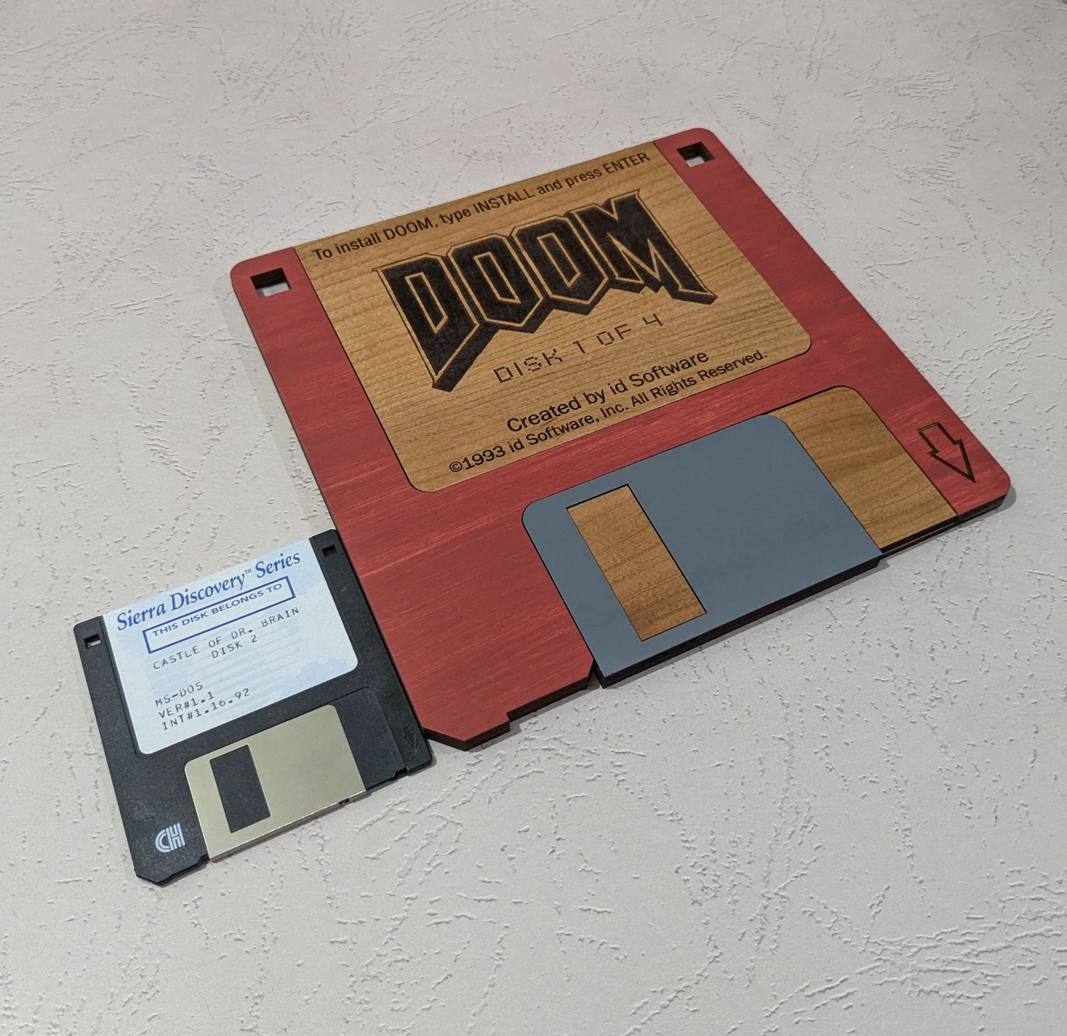 Doom Floppy Disk Wall Art Woodgrain - 9" Square - Etsy