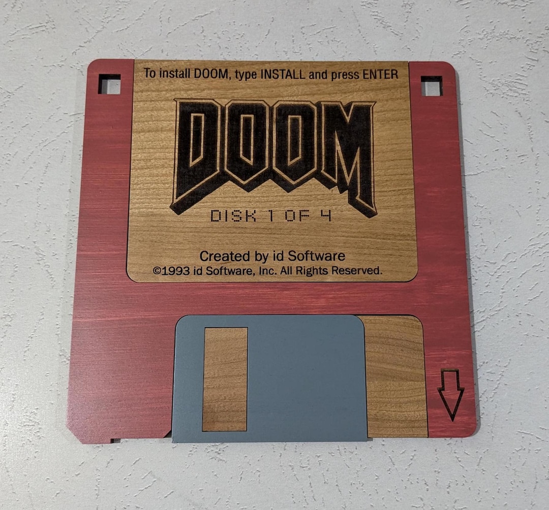 Doom Floppy Disk Wall Art Woodgrain - 9" Square - Etsy