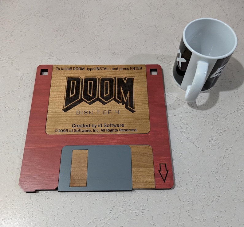 Doom Floppy Disk Wall Art Woodgrain - 9" Square - Etsy