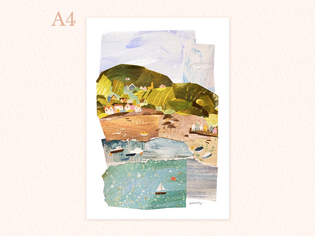 A4 Beach Collage Art Print, Coastal Scenery - Etsy