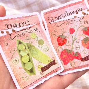 Seed Packet Sticker Set, Cute Collaged Vinyl Stickers - Etsy