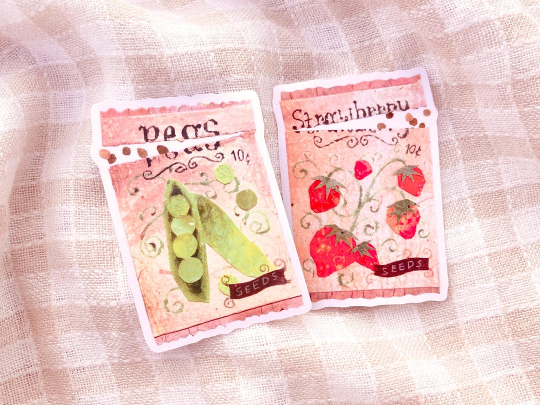 Seed Packet Sticker Set, Cute Collaged Vinyl Stickers - Etsy