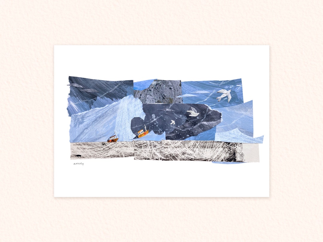 A5 Stormy Seas Art Print, Ocean Collage, Collaged Art Print - Etsy