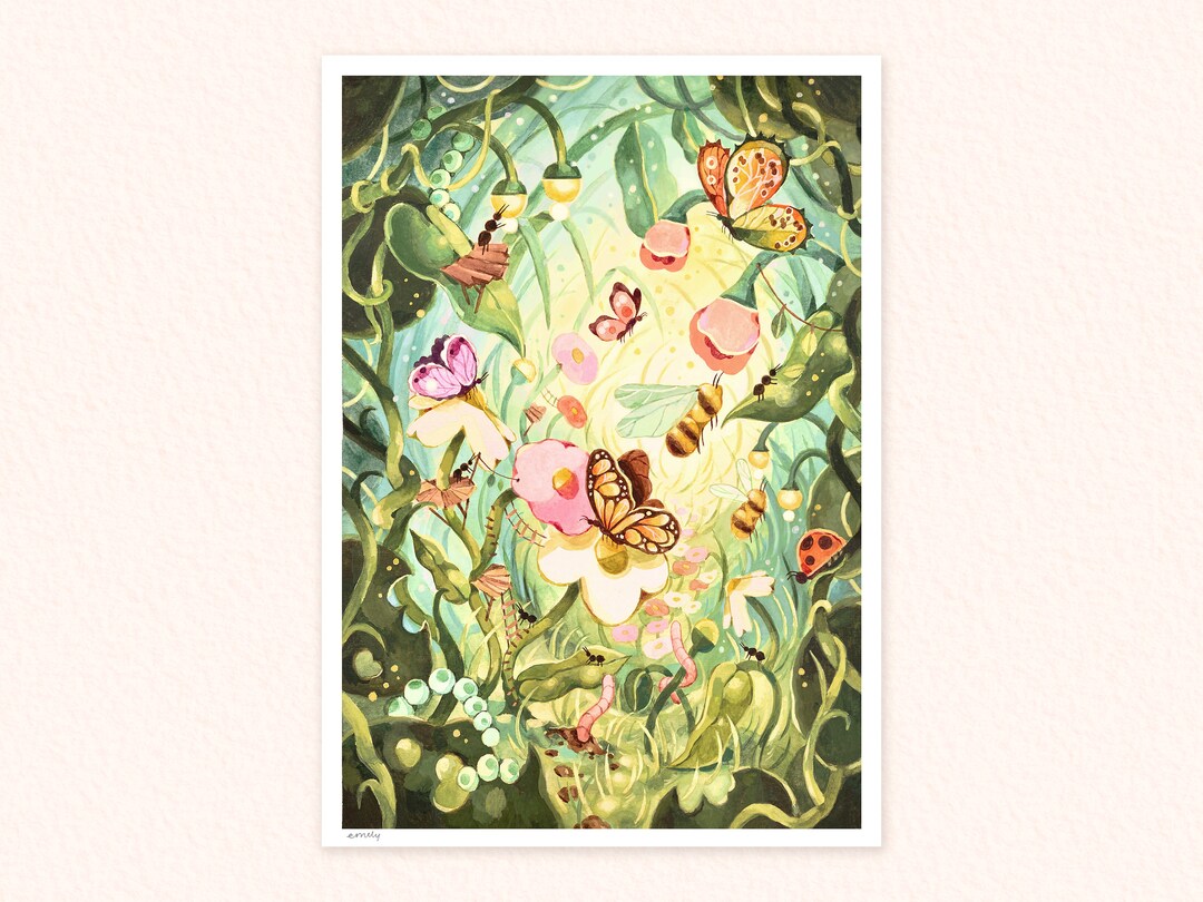 A4 Insect Forest Print, Magical Insect Print, Illustration - Etsy