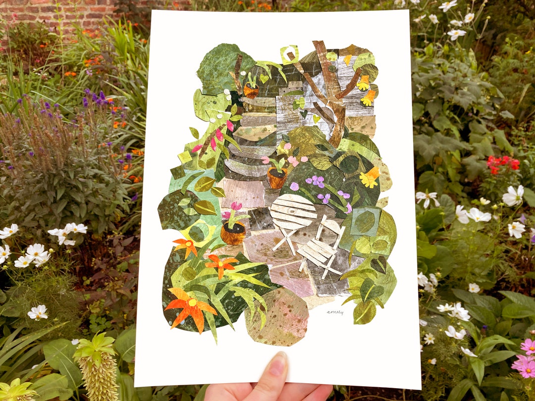 Cute Garden Print, Secret Garden Print, Collaged Garden - Etsy