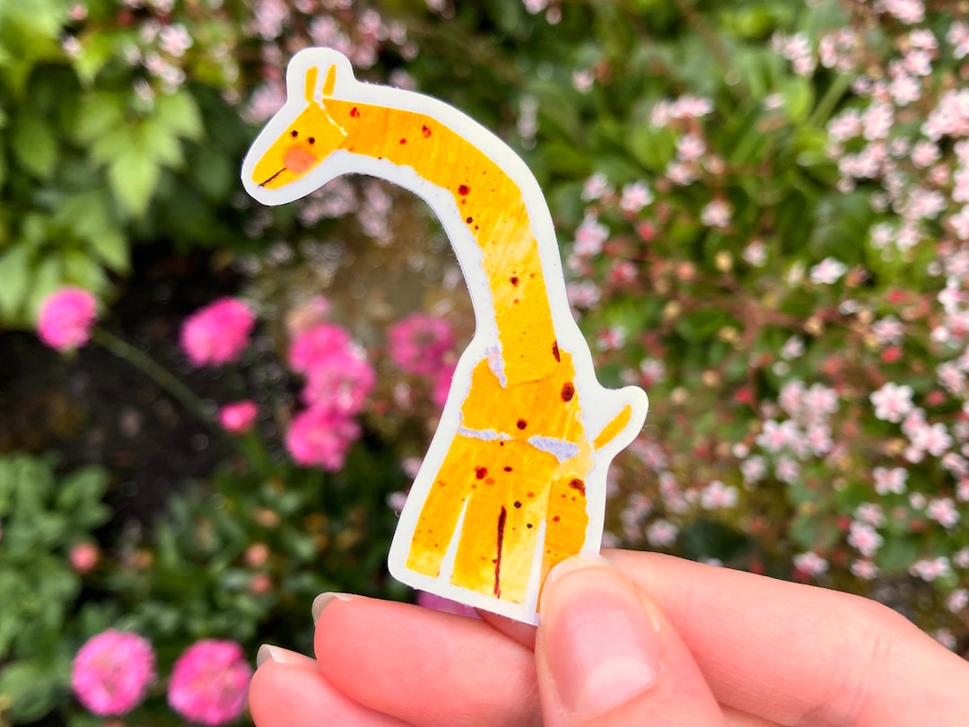Giraffe Sticker, Vinyl Sticker, Cute Collaged Giraffe Die Cut Sticker ...