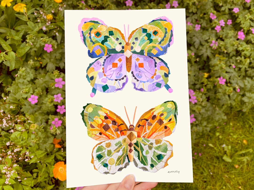 Collaged Butterfly Print A5 and A6 Print Cute Butterfly - Etsy
