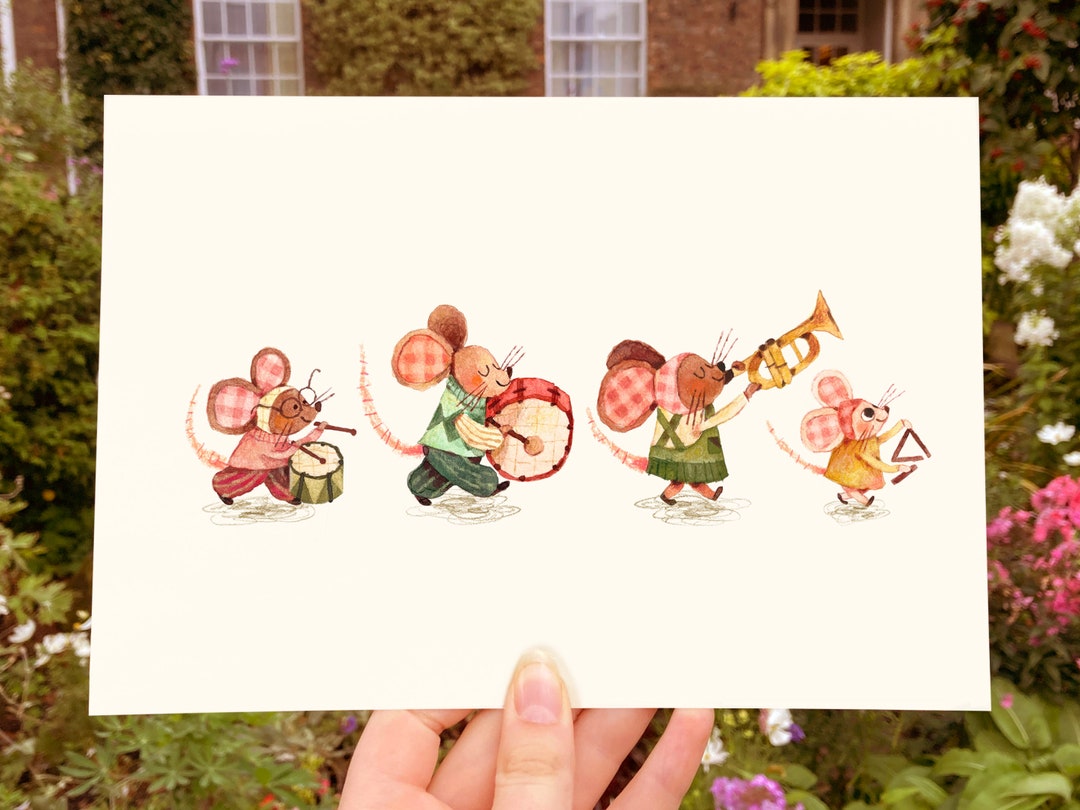 A5 Mouse Print, Cute Mice Marching Band Art, Mouse Painting - Etsy