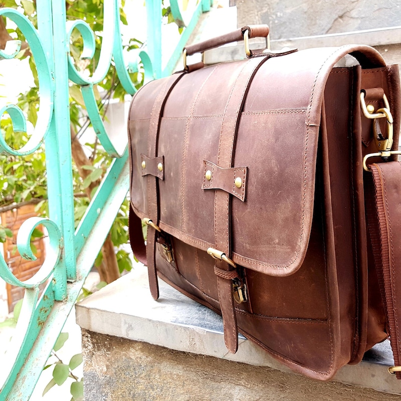Leather Book Bag - Etsy