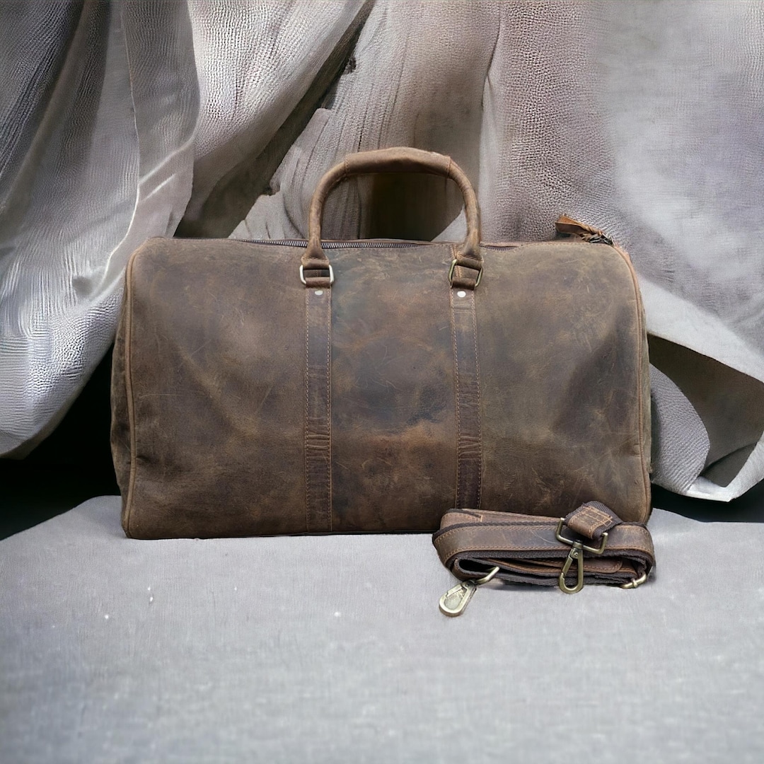 Leather Duffle Bag, Handmade Leather Weekender, Gym Bag, Vacation ...