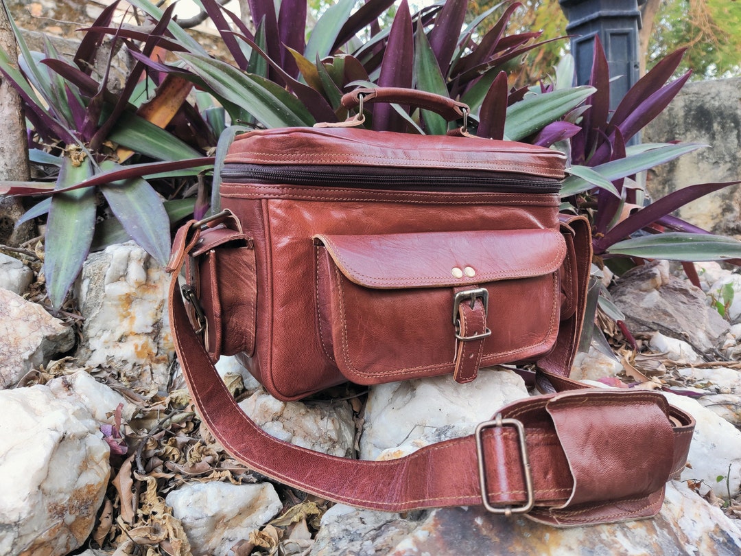Leather Camera Bag, Personalised DSLR Camera Bag, Camera Satchel Bag ...