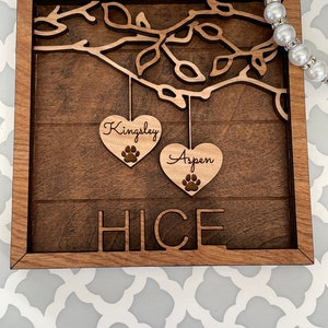 Hanging Hearts Family Frame, Personalized Family Tree, Custom Family ...