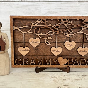 Hanging Hearts Family Frame, Personalized Family Tree, Custom Family ...