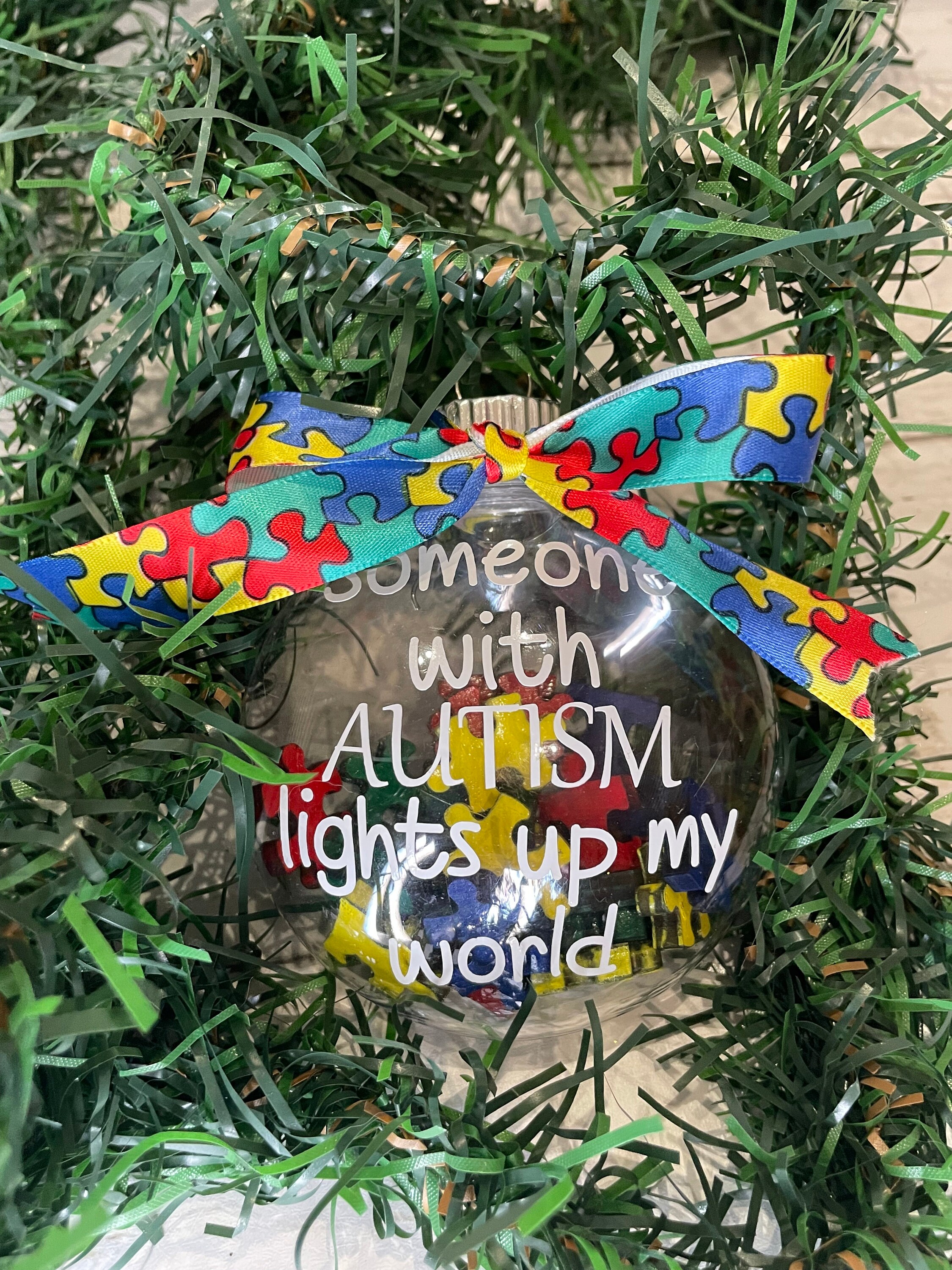 Autism Puzzle Piece Ornament, Autism Christmas Ornament, Christmas ...