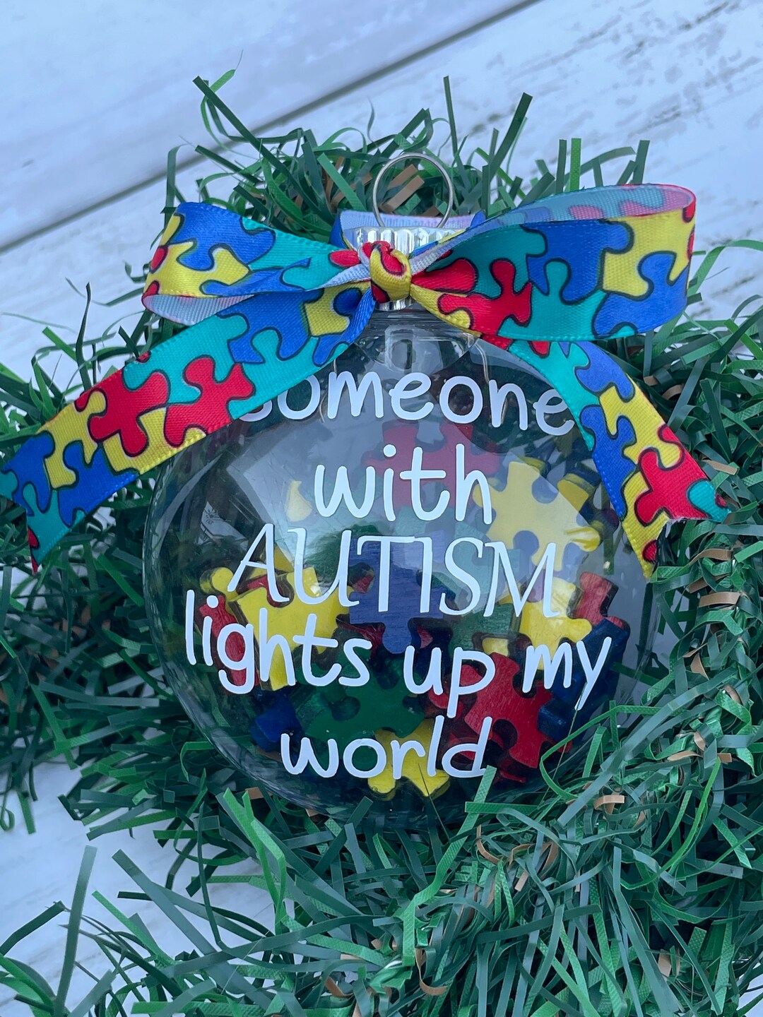 Autism Puzzle Piece Ornament, Autism Christmas Ornament, Christmas ...