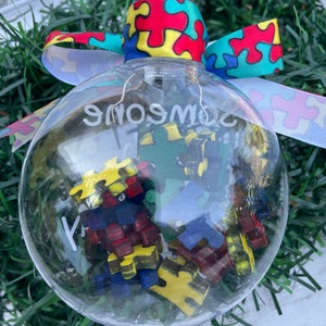 Autism Puzzle Piece Ornament, Autism Christmas Ornament, Christmas ...