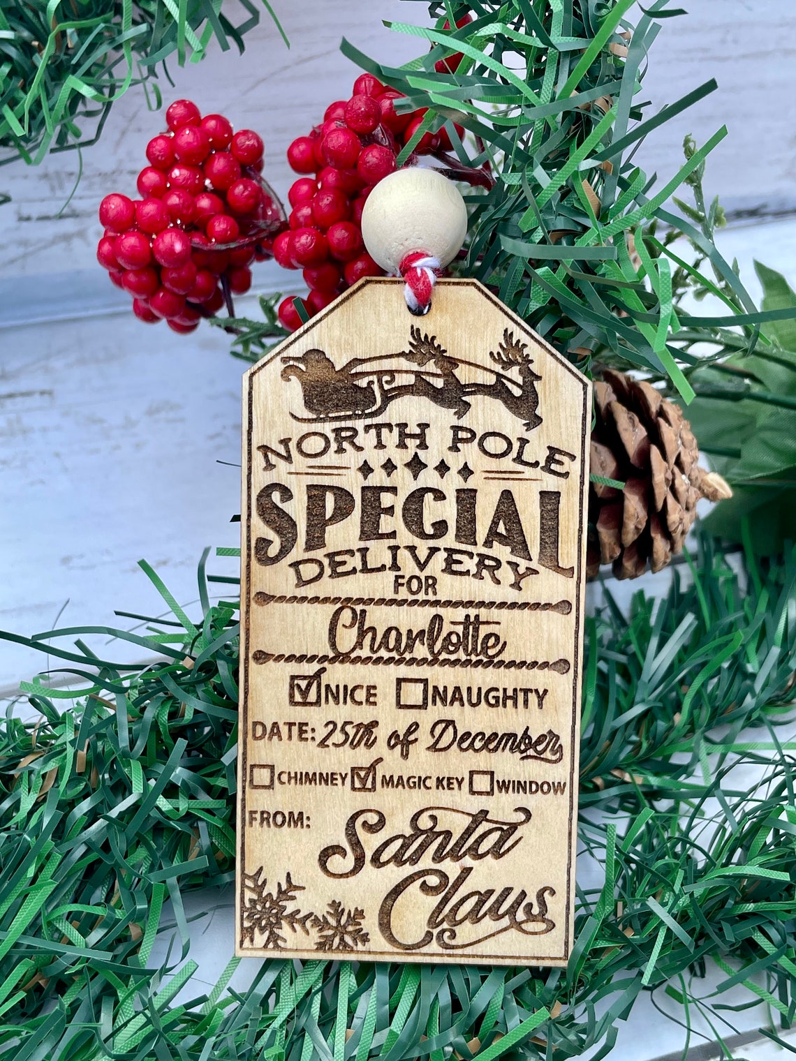 Wooden Santa Tag, Christmas Santa Tag, Personalized Santa Gift Tag ...