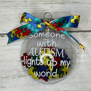 Autism Puzzle Piece Ornament, Autism Christmas Ornament, Christmas ...
