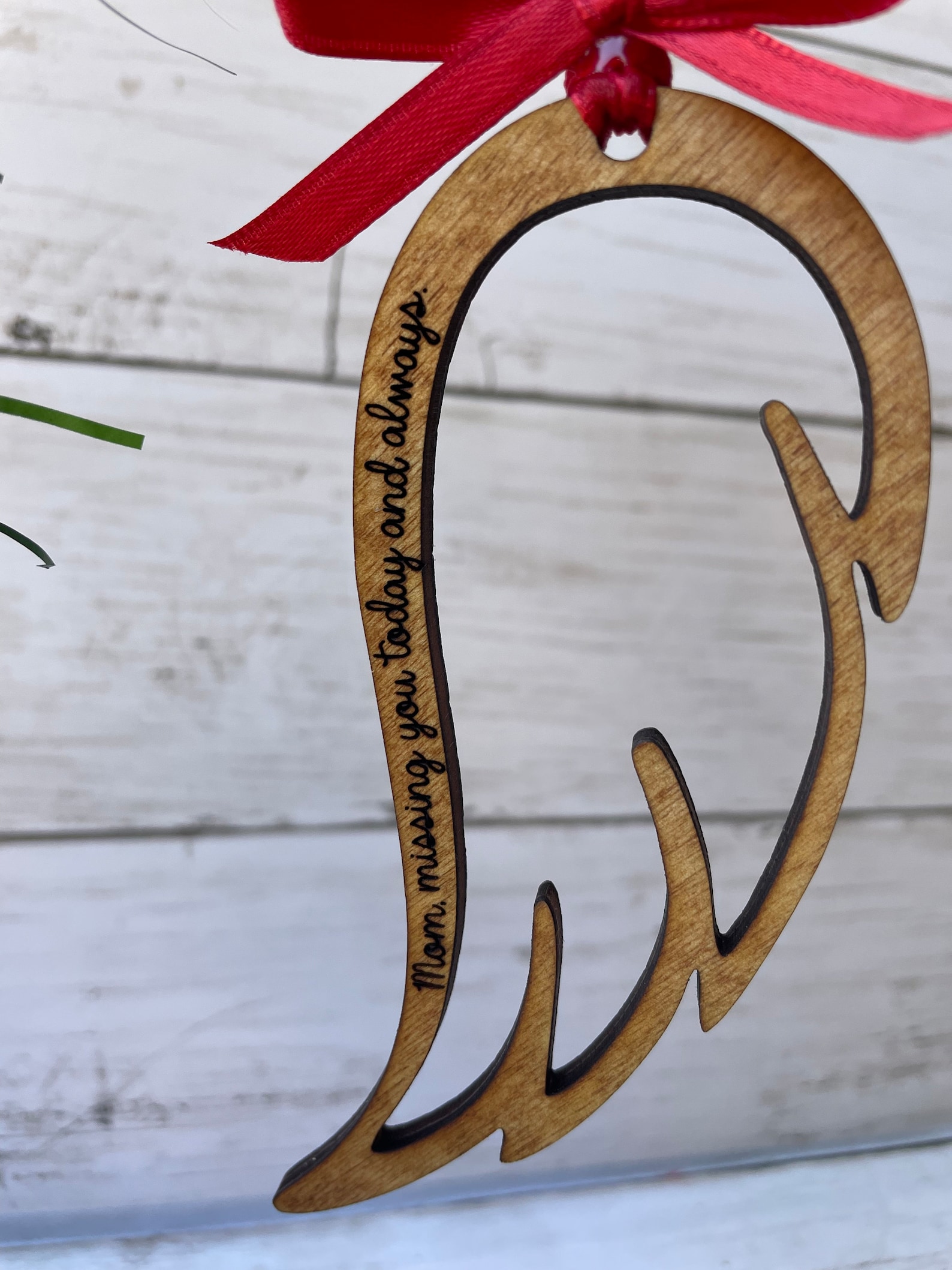 Remembrance Ornament, Wooden Bereavement Ornament, Angel Wing Ornament ...