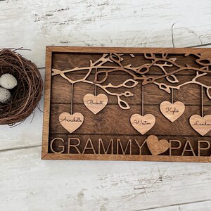 Hanging Hearts Family Frame, Personalized Family Tree, Custom Family ...