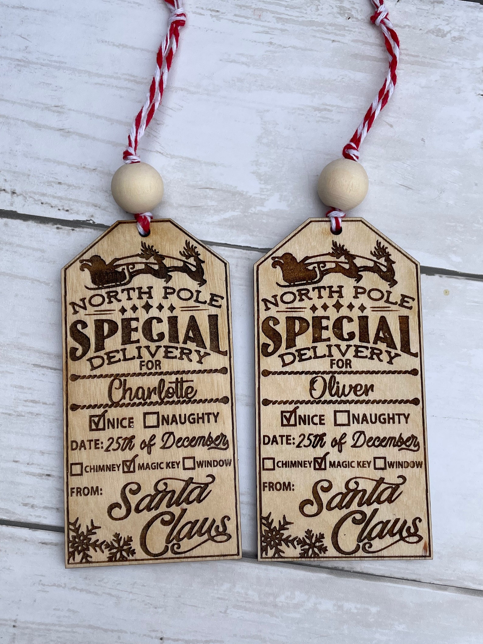 Wooden Santa Tag, Christmas Santa Tag, Personalized Santa Gift Tag ...