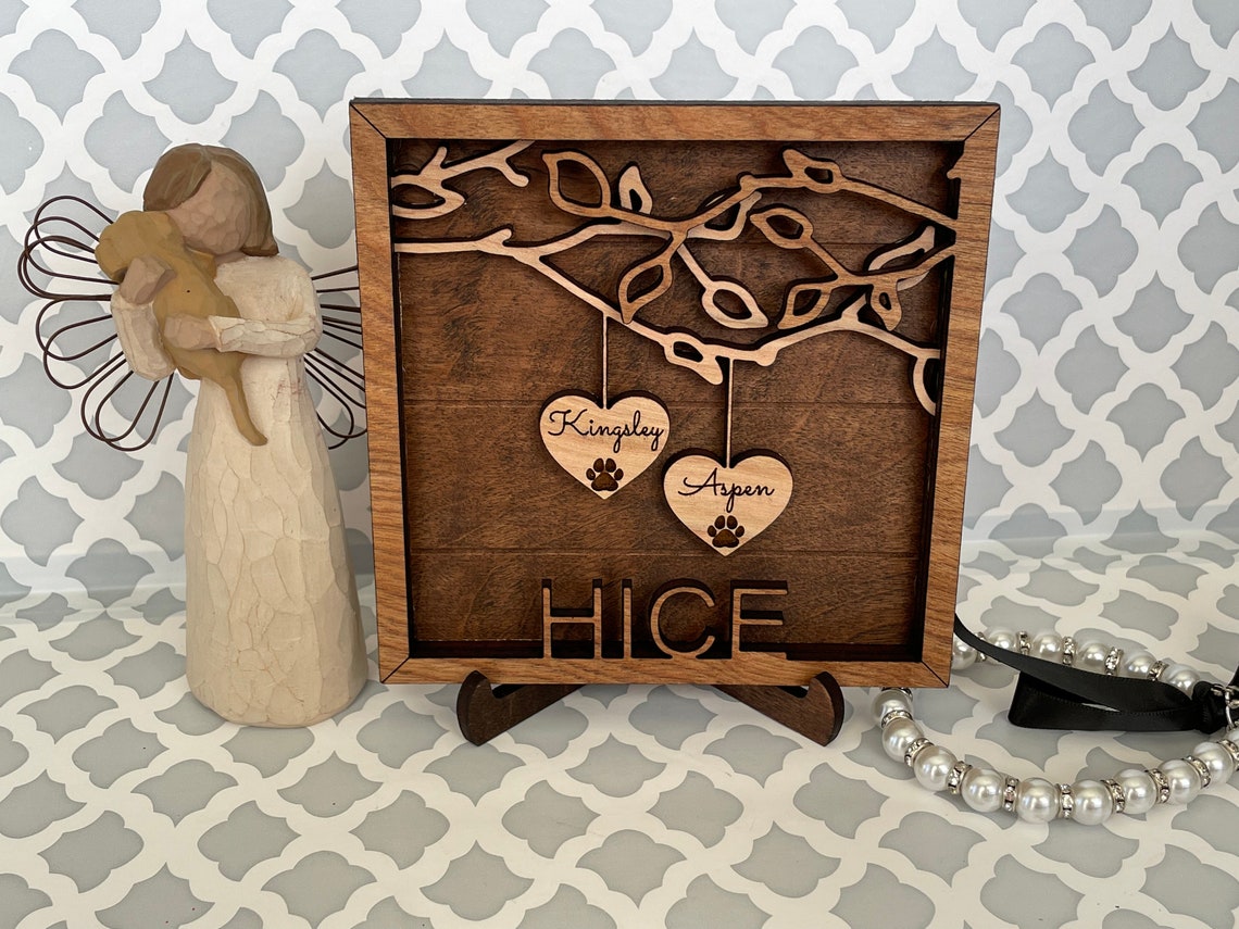 Hanging Hearts Family Frame Personalized Family Tree Custom - Etsy