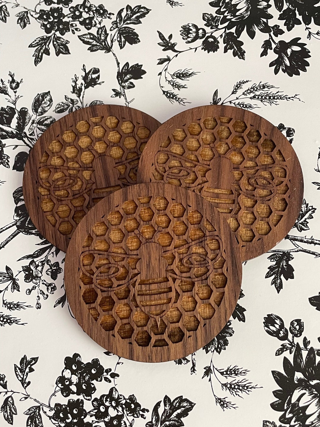 Bee Coasters, Wooden Coasters, Bee Lover, Mom's Gift, Stocking Stuffer ...