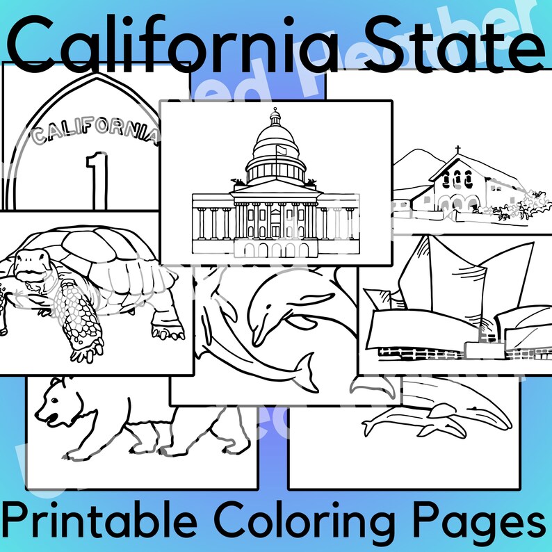 BUNDLE of Printable Pages, CALIFORNIA State, Includes Maps, Wildlife ...