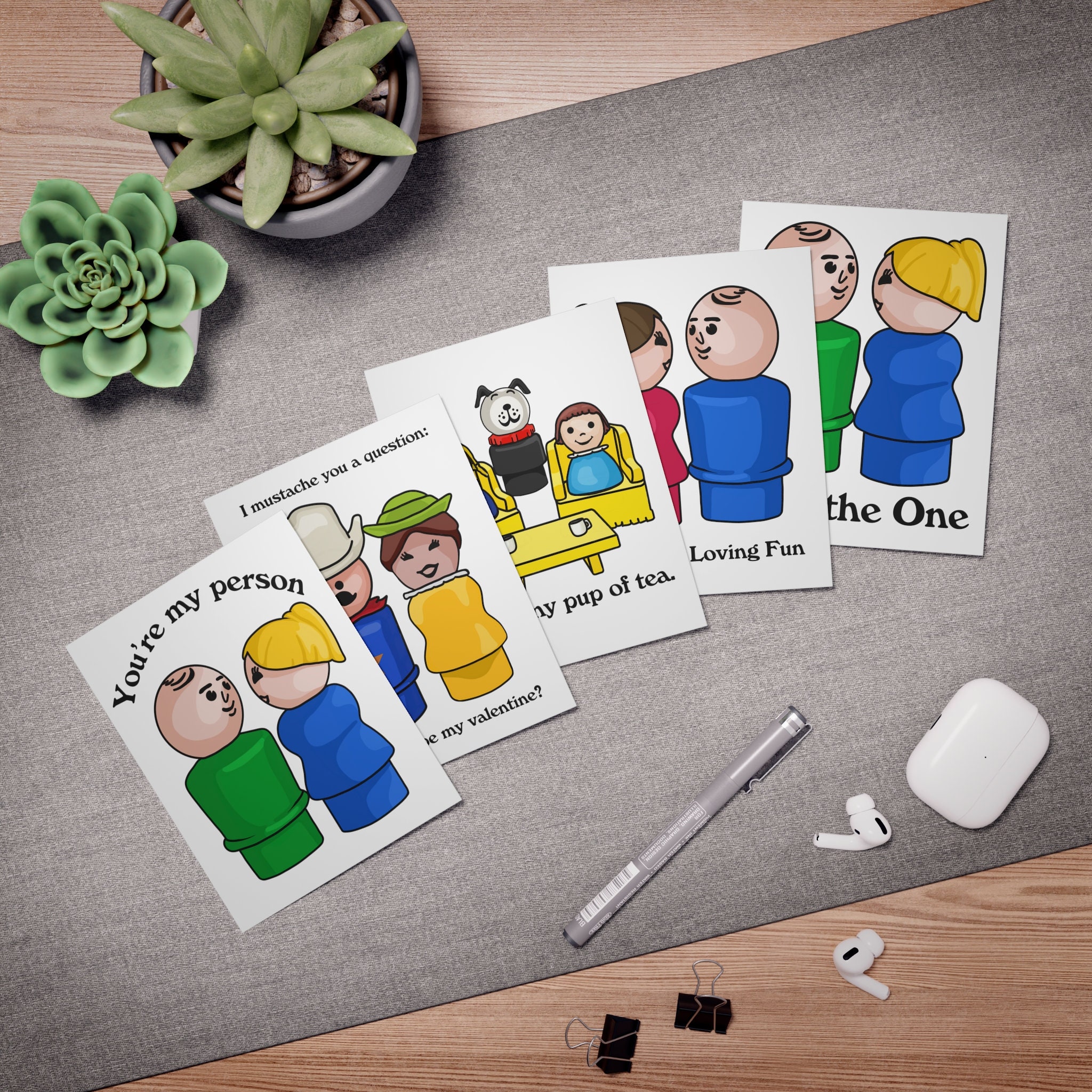 Cute Little People Valentine's Day Greeting Cards 5-pack - Etsy