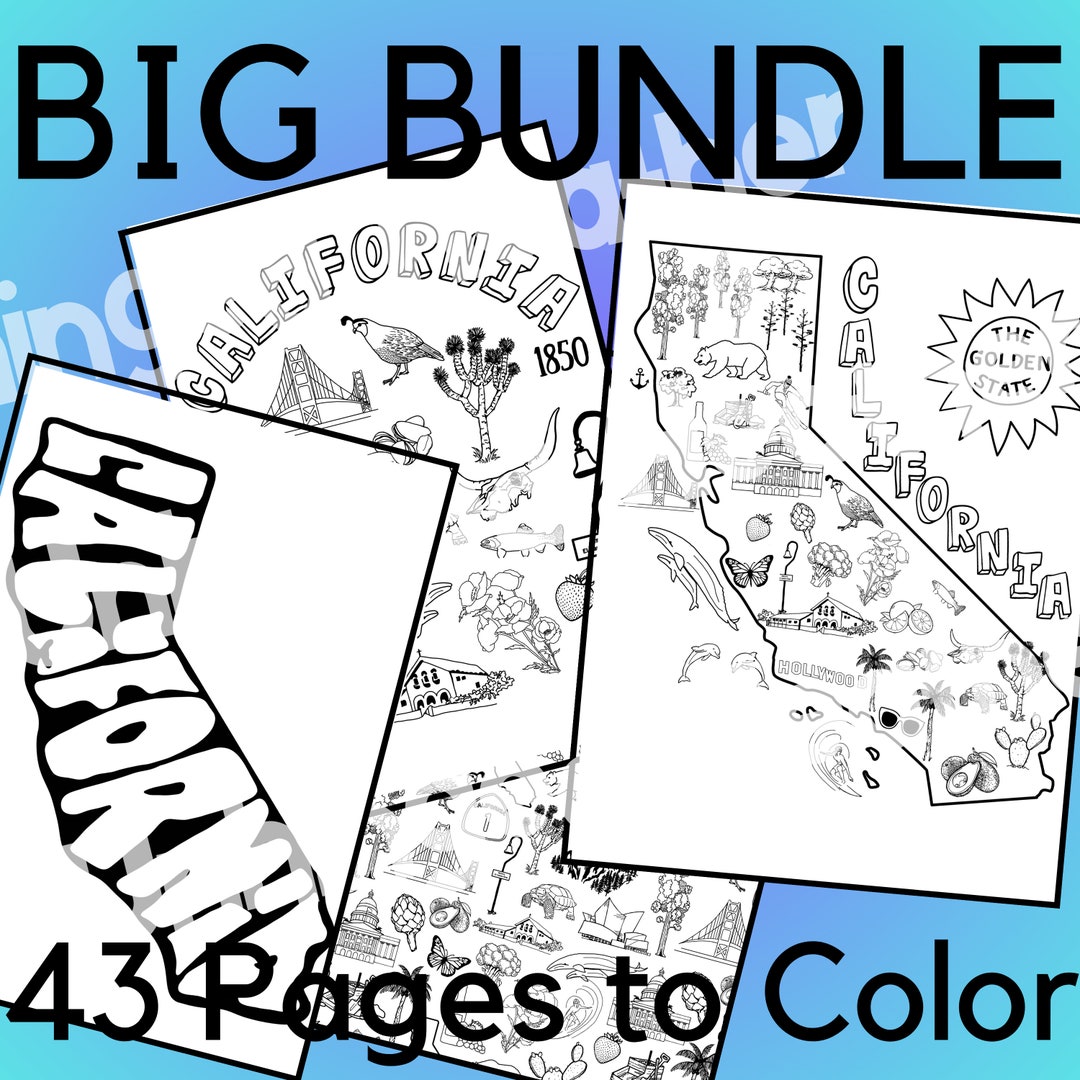 BUNDLE of Printable Pages, CALIFORNIA State, Includes Maps, Wildlife ...