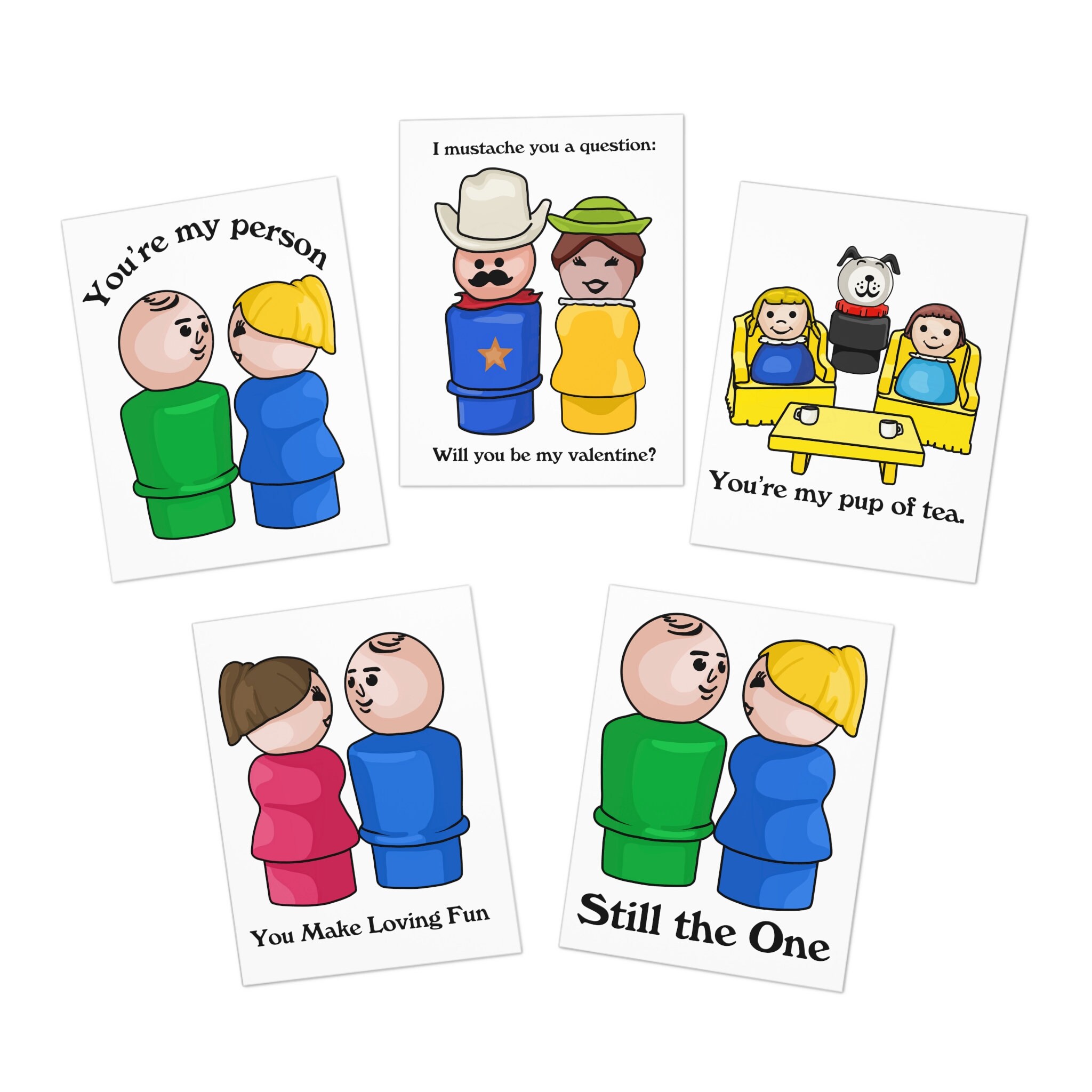 Cute Little People Valentine's Day Greeting Cards 5-pack - Etsy