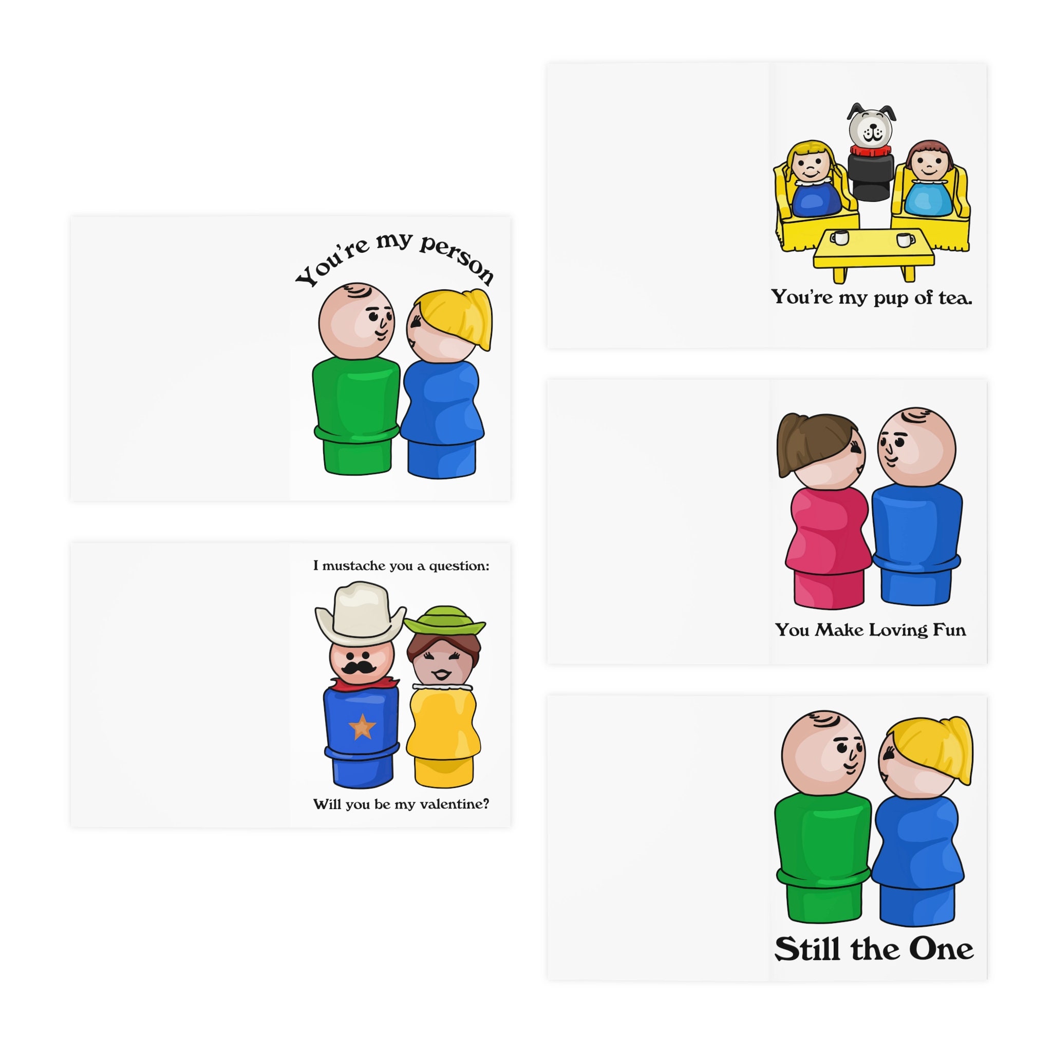 Cute Little People Valentine's Day Greeting Cards 5-pack - Etsy