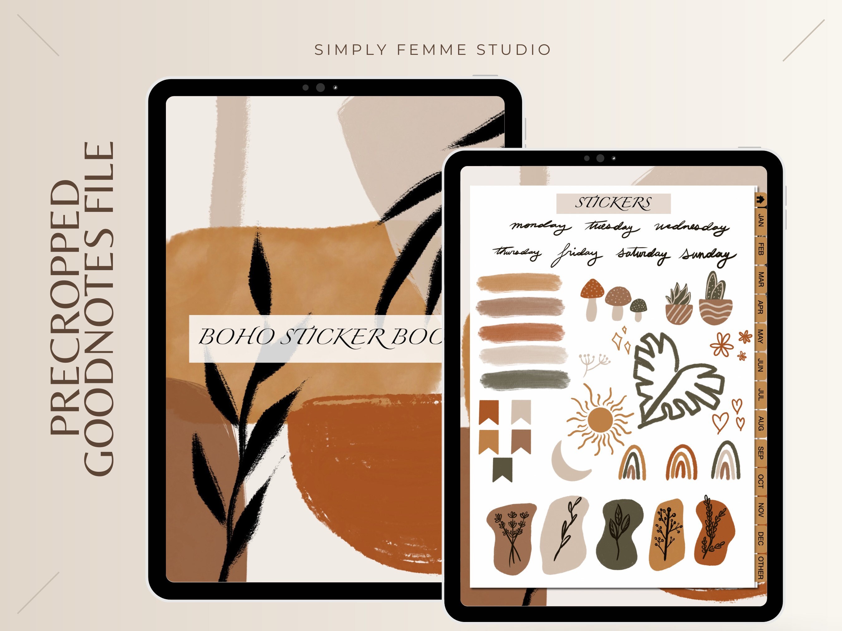 Boho Digital Stickers Goodnotes Template Goodnotes Stickers Notability ...