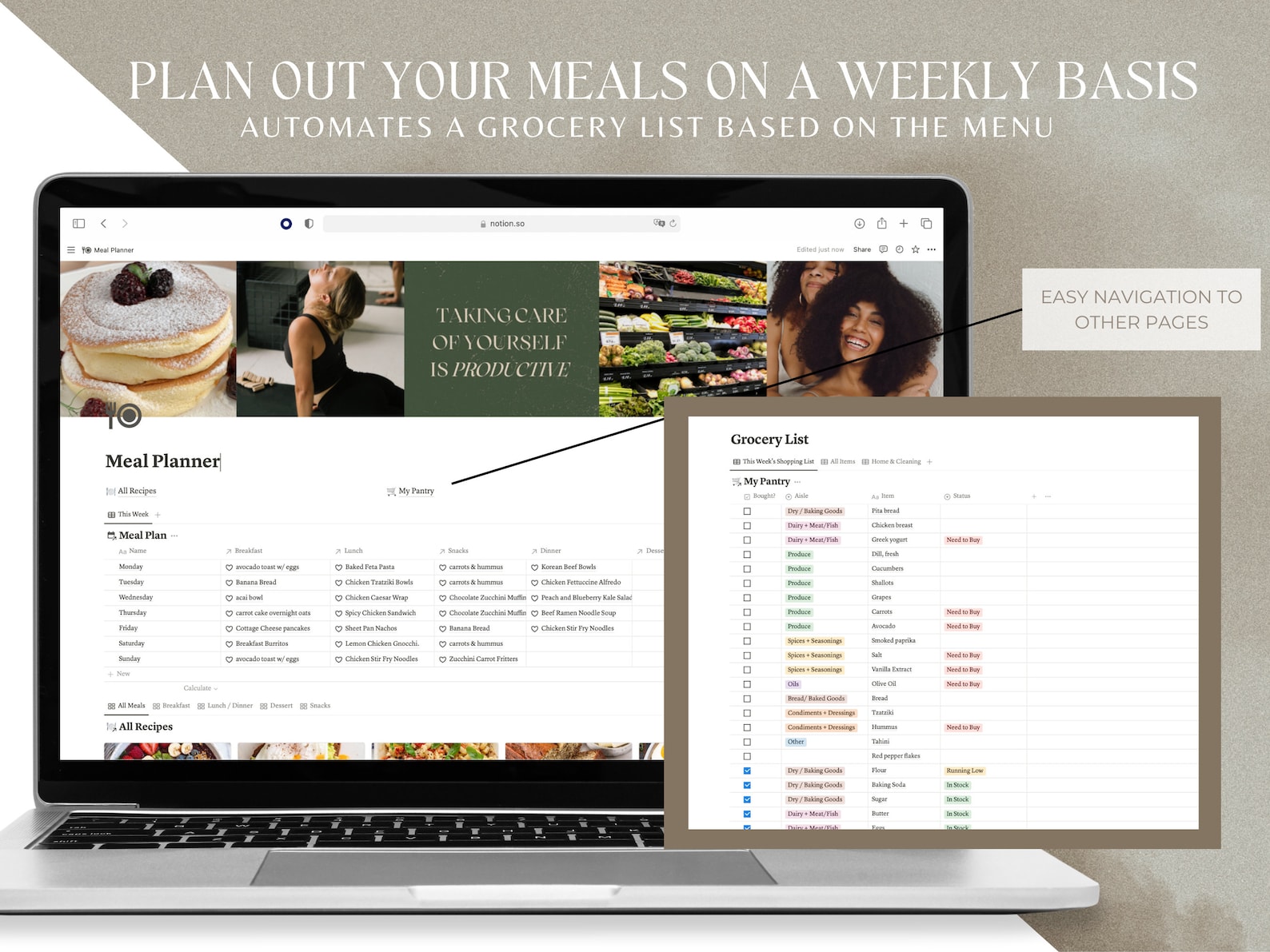 Notion Meal Planner Template Digital Meal Plan Notion Grocery List ...