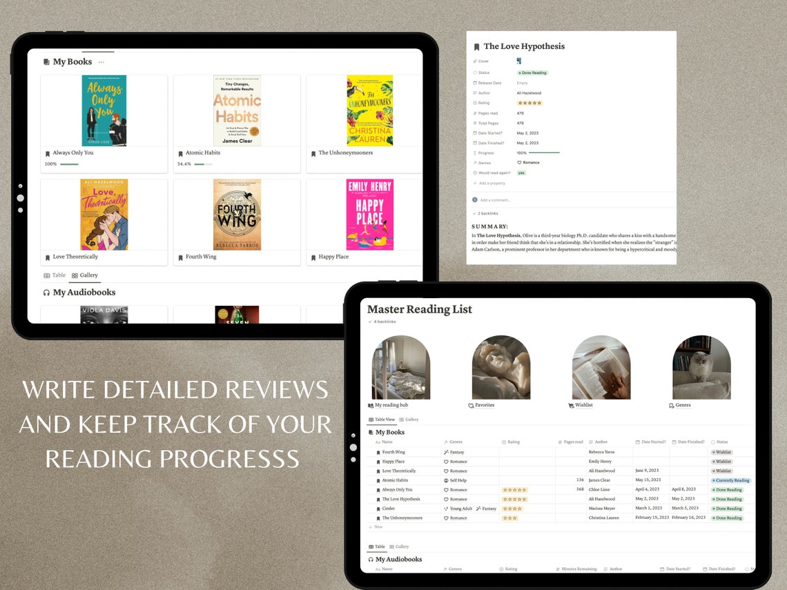 Notion Reading Tracker Digital Reading Journal Notion Reading Template ...